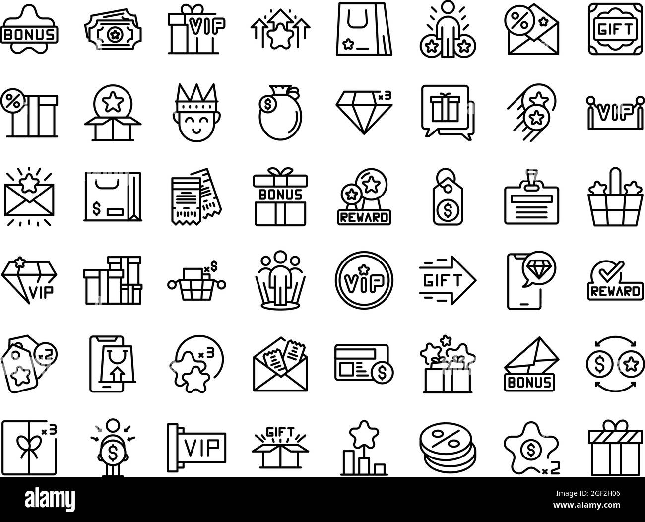 Customer loyalty program icons set outline vector. Member reward ...