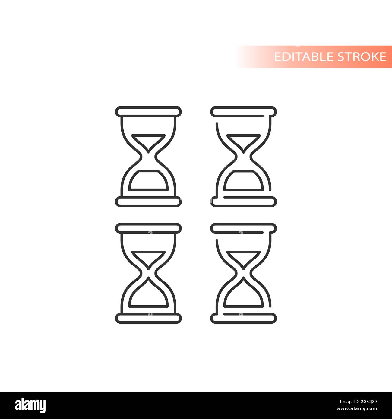 Sand clock line vector icon. Hourglass outline symbol, editable stroke ...