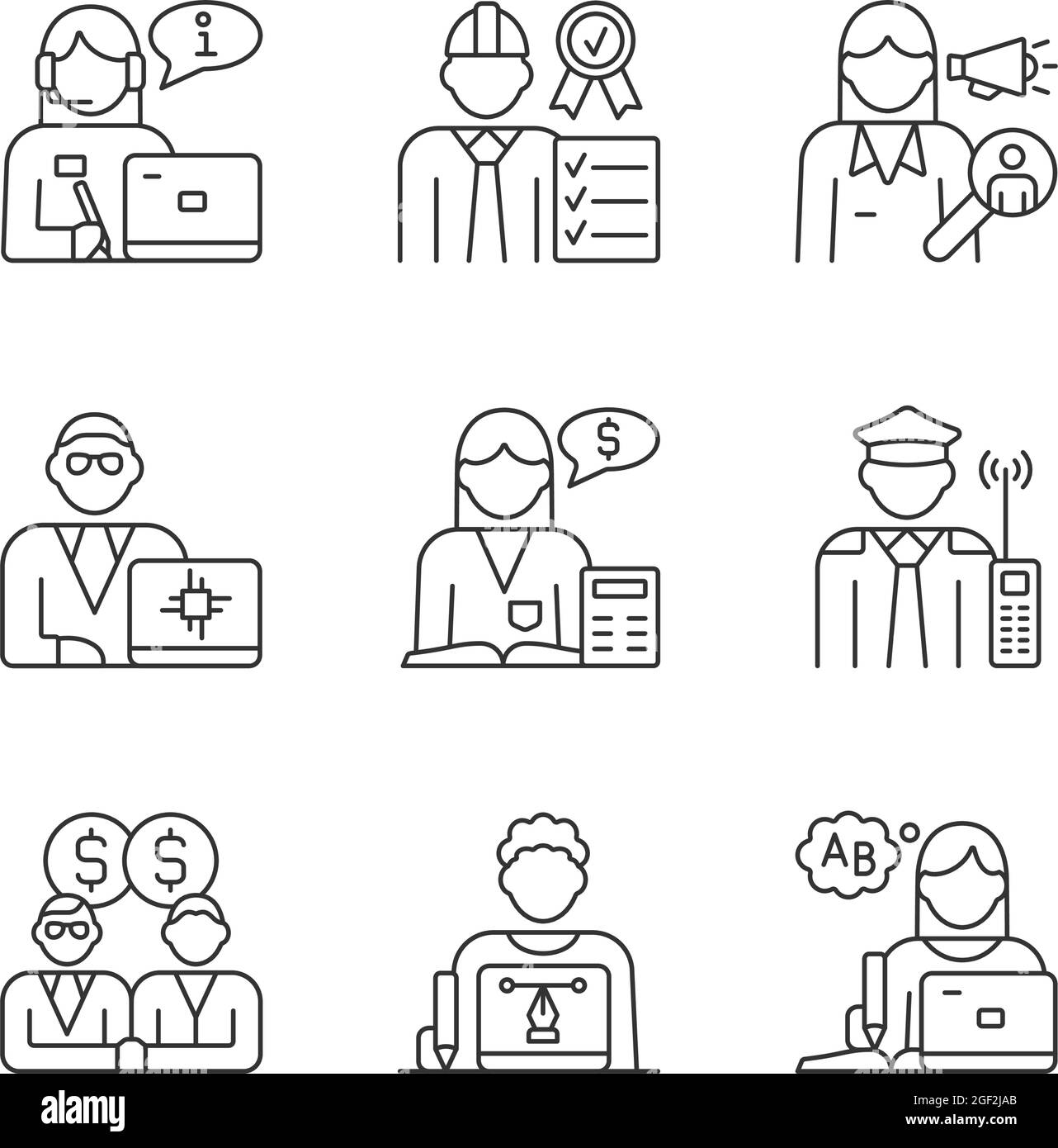 Employees team RGB linear icons set Stock Vector Image & Art - Alamy