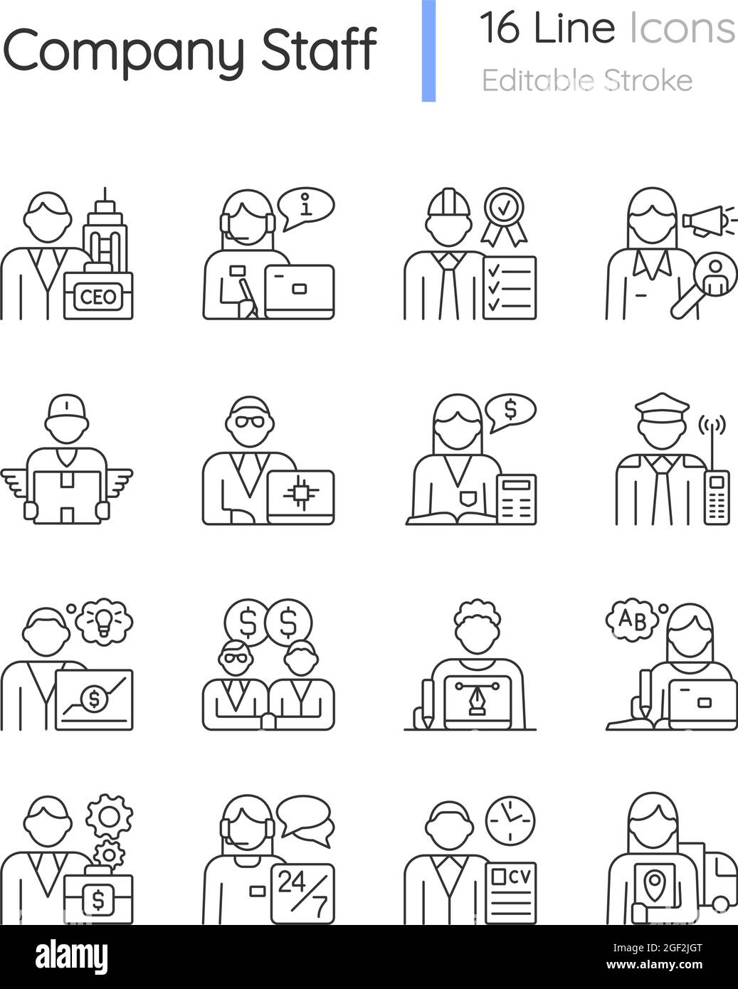 Company staff related RGB linear icons set Stock Vector Image & Art - Alamy