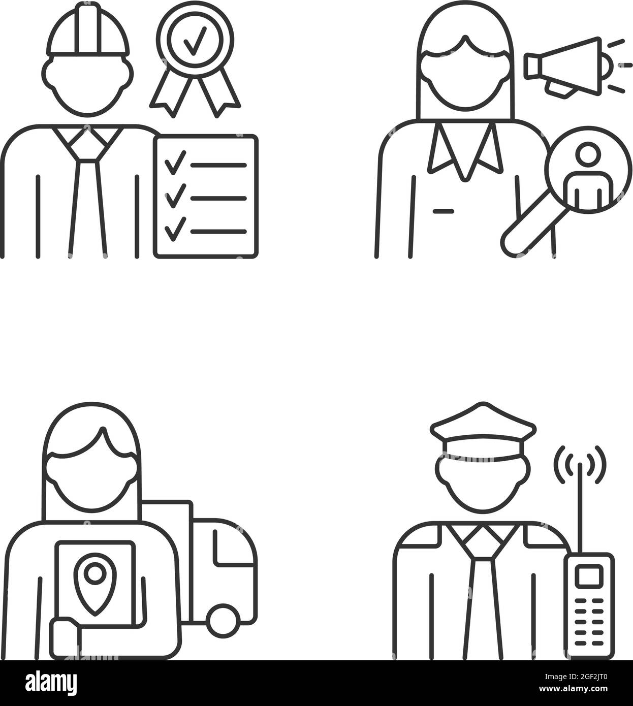 Quality analysis line icons Black and White Stock Photos & Images - Alamy