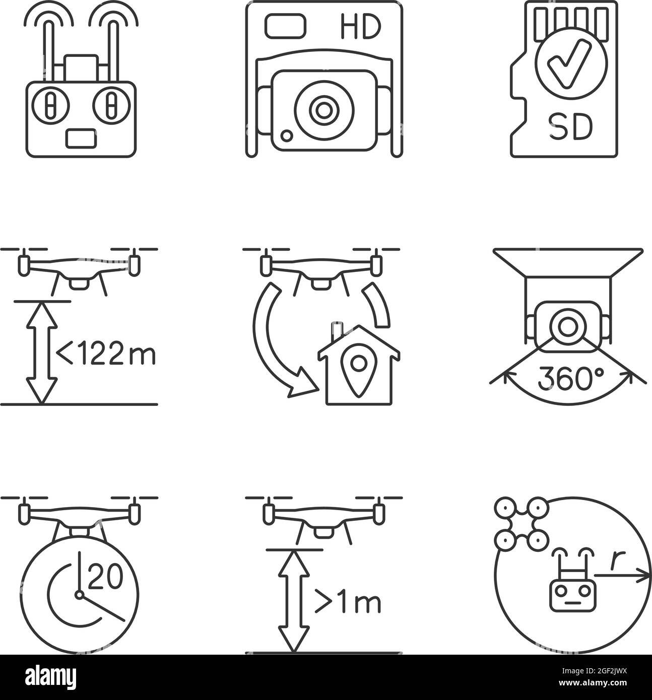 Drone care linear manual label icons set Stock Vector Image & Art - Alamy