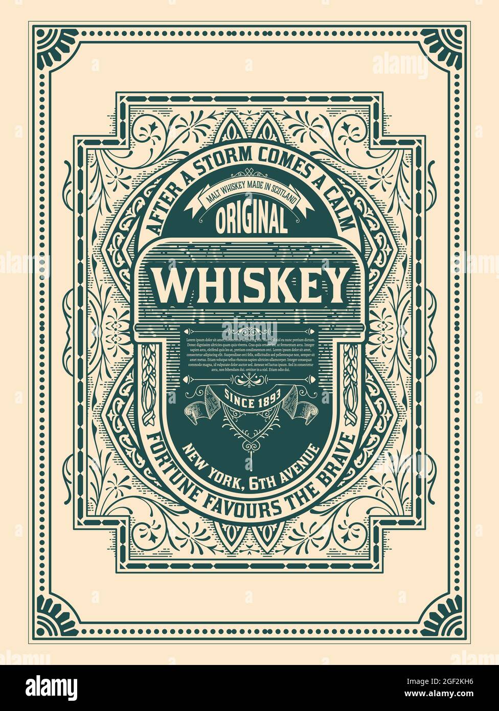 Whiskey label with old frames Stock Vector Image & Art - Alamy