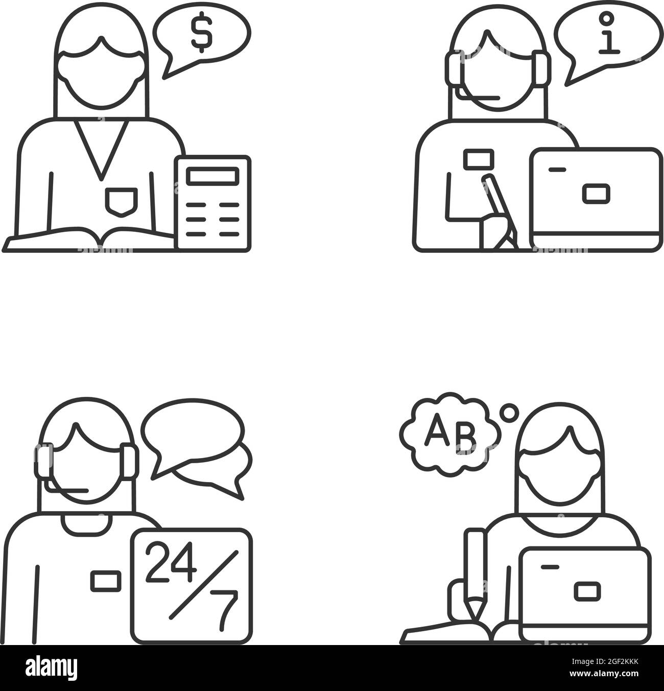 Female assistant RGB linear icons set Stock Vector Image & Art - Alamy