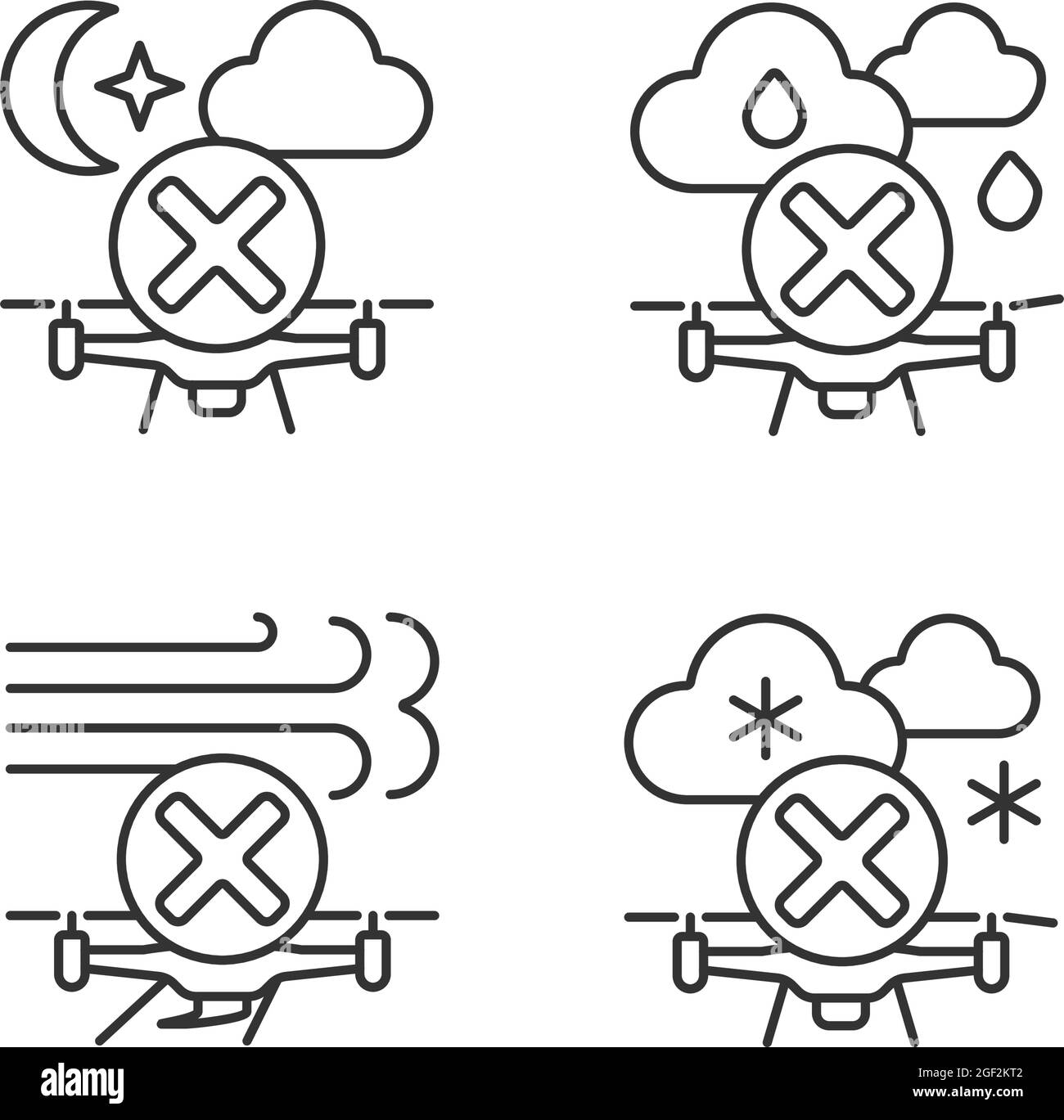 Safe drone operation linear manual label icons set Stock Vector Image & Art - Alamy