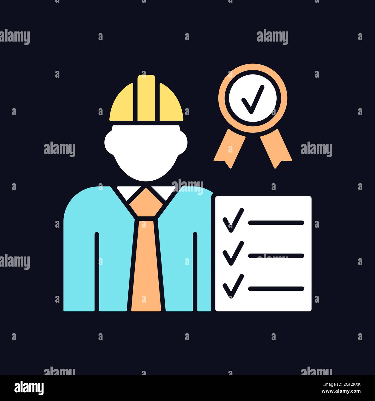 Quality control manager RGB color icon for dark theme Stock Vector ...
