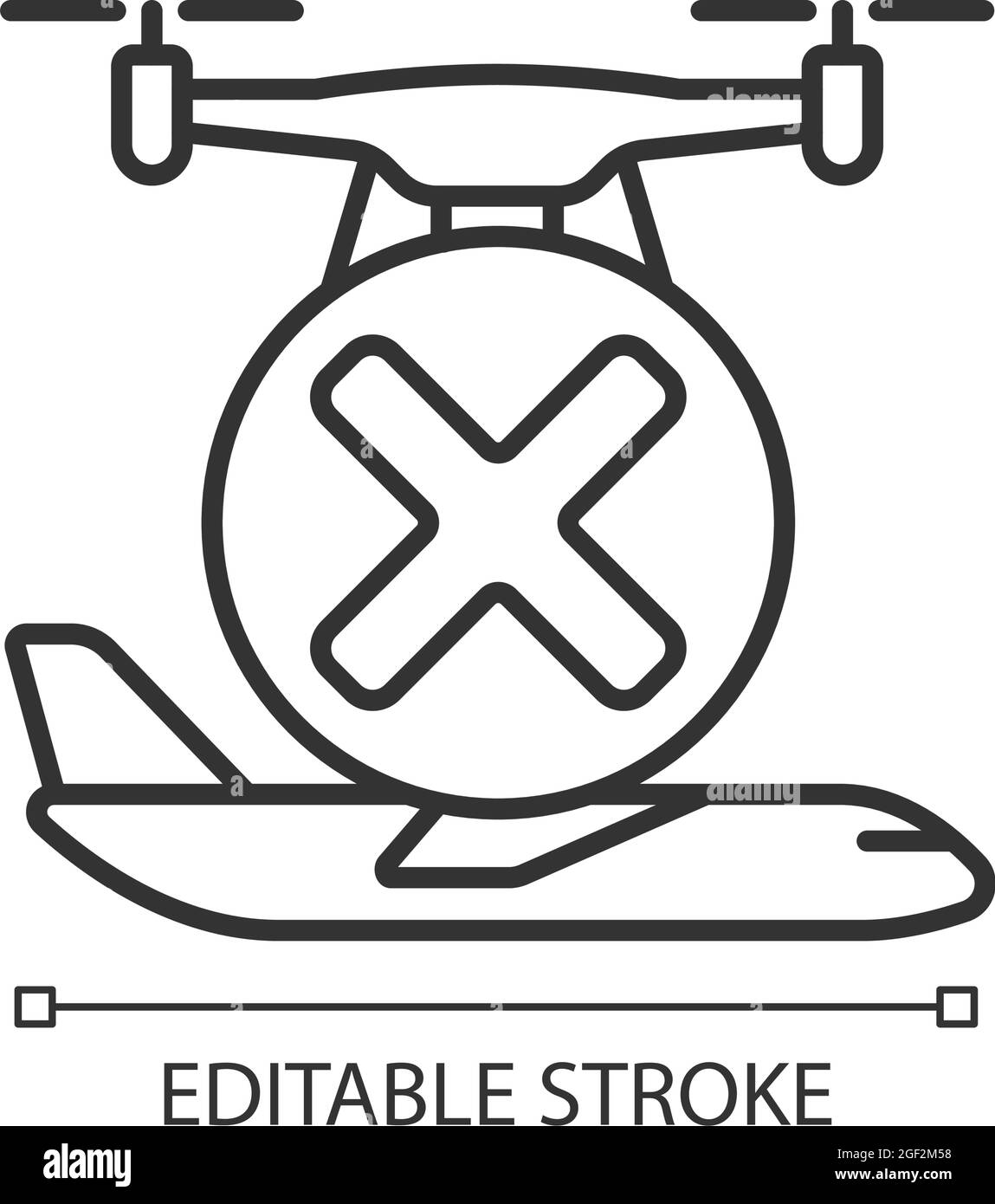 Dont fly near aircrafts linear manual label icon Stock Vector Image ...