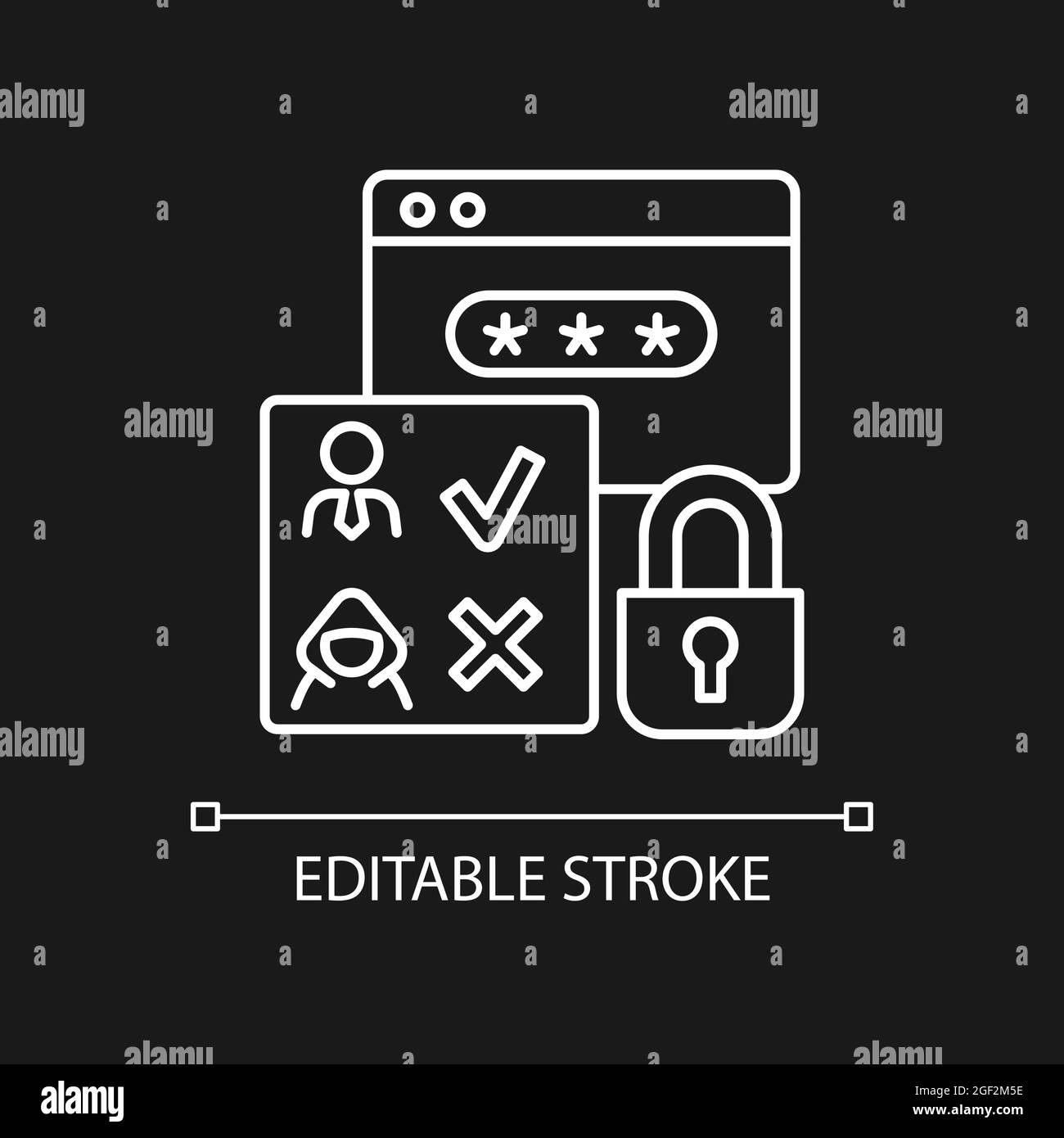 Access control white linear icon for dark theme Stock Vector Image ...