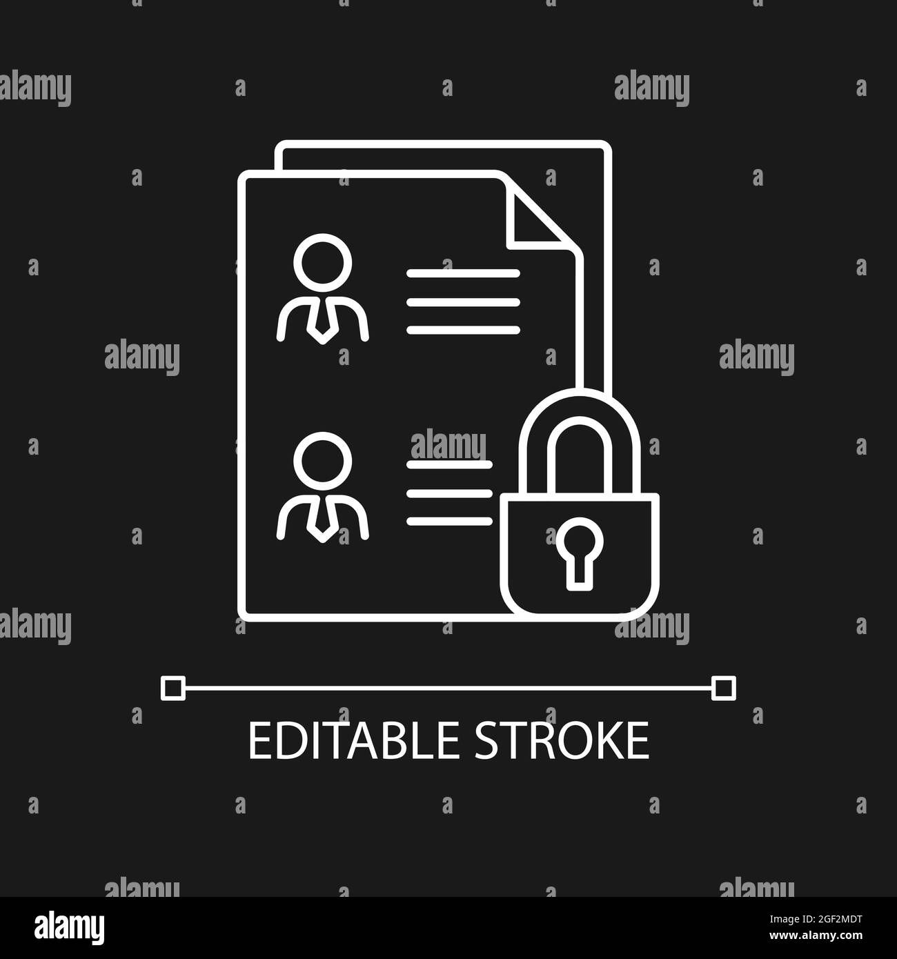 Employee data protection white linear icon for dark theme Stock Vector ...