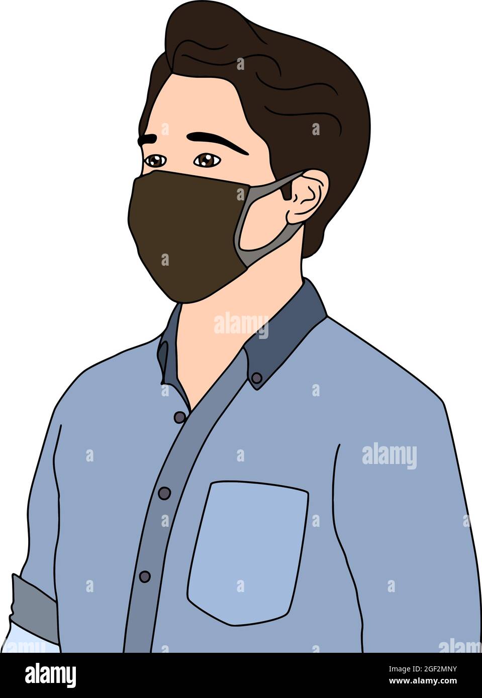 Illustration of a man in a face mask isolated on a white background ...