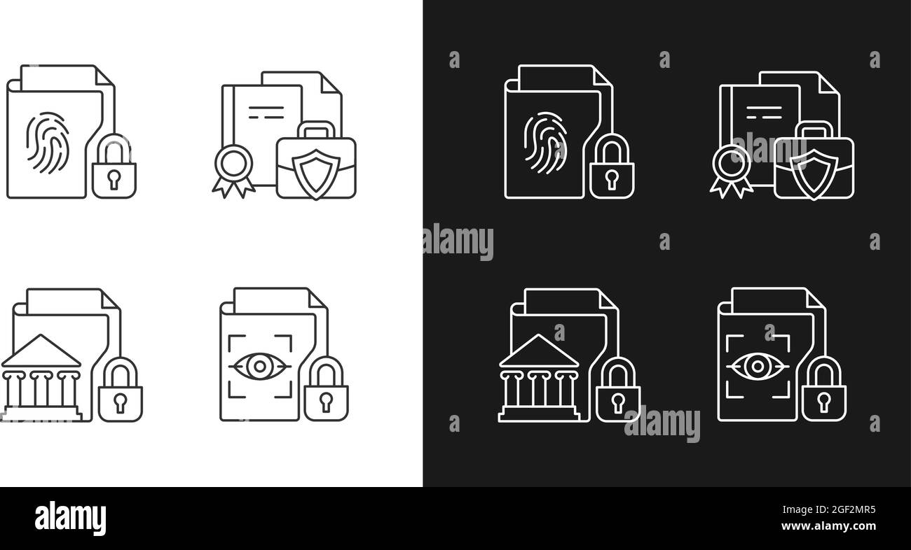 Personal sensitive data linear icons set for dark and light mode Stock ...