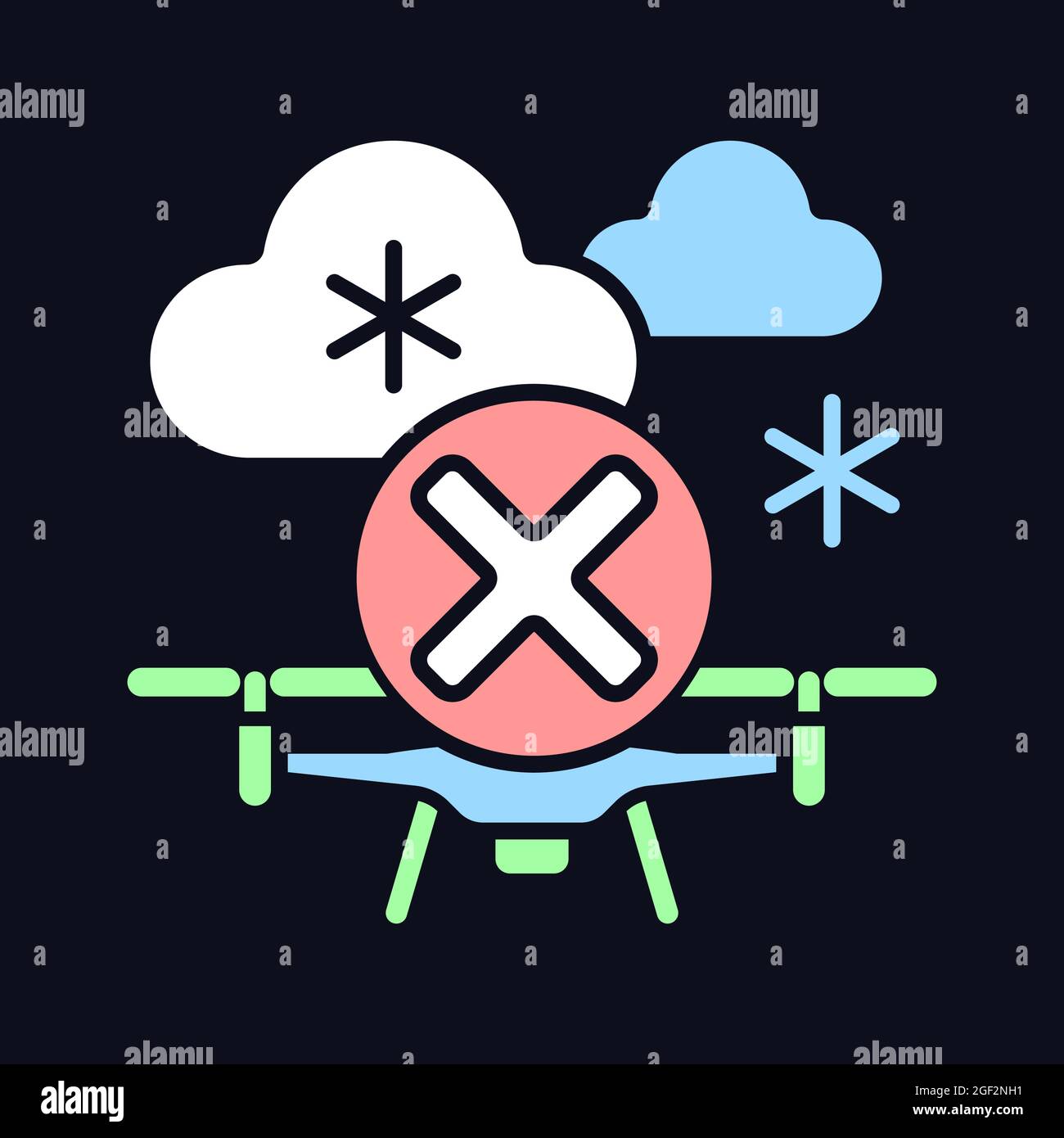 Dont fly when heavy snow RGB color manual label icon for dark theme ...