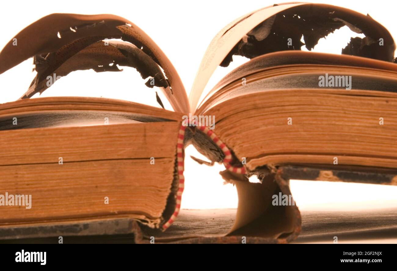 open burned book Stock Photo - Alamy
