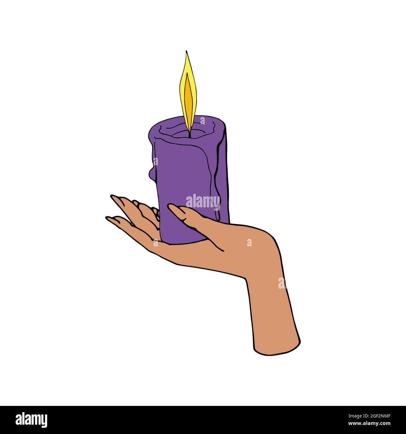 Vintage Mystic female Hand holding lit candle Stock Vector Image & Art ...