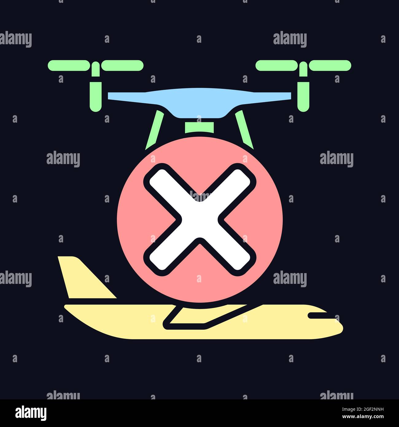 Dont fly near aircrafts RGB color manual label icon for dark theme ...