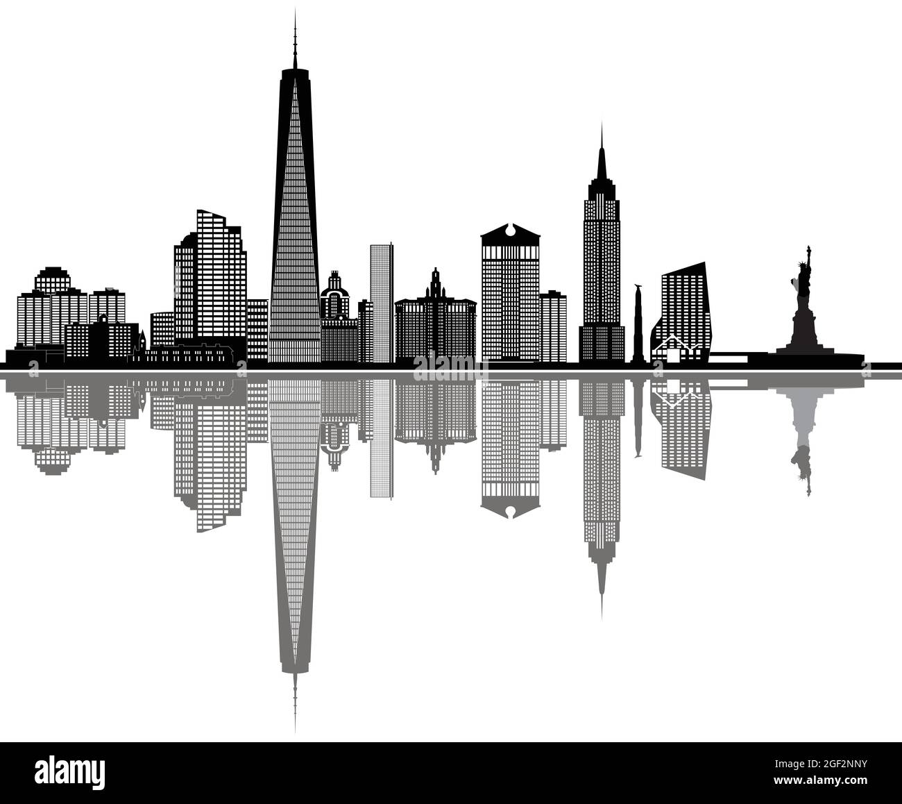 Nyc Skyline Black And White Outline Clipart