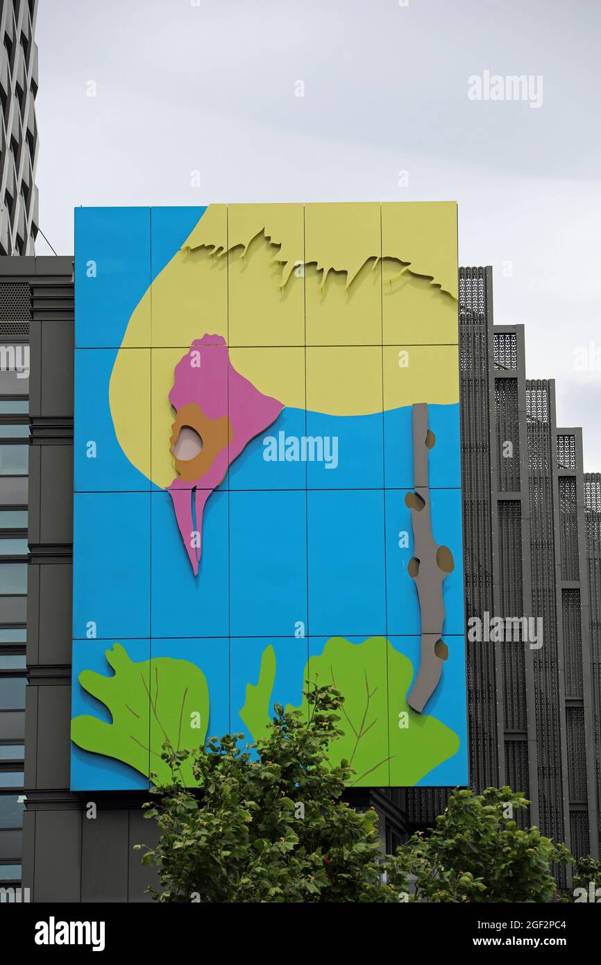 Pecking Bird art installation at Regents Place in London Stock Photo ...