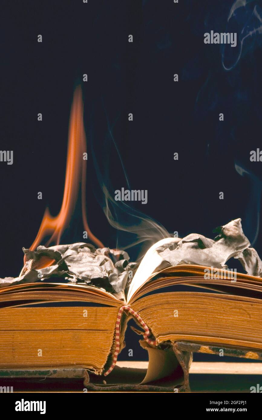 open burning book Stock Photo - Alamy