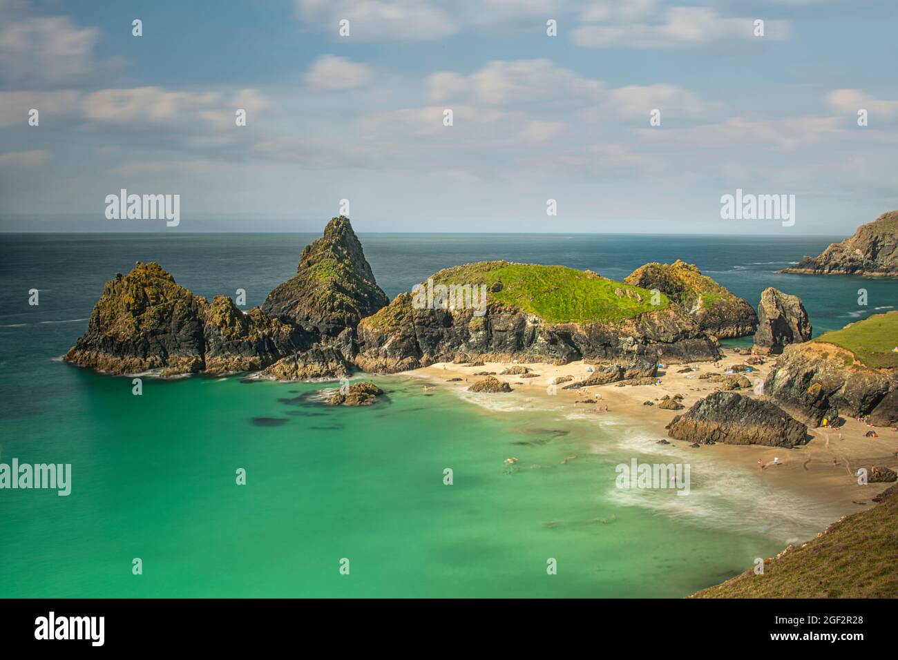 Kynance Cove Cornwall, long exposure,to show the lovely green water ...