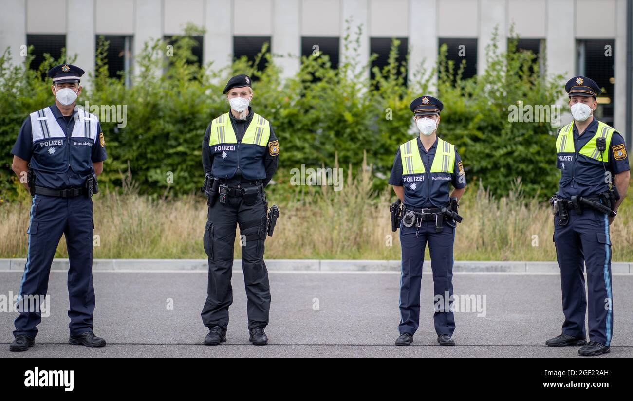 Nuremberg, Germany. 23rd Aug, 2021. Police officers present new ...