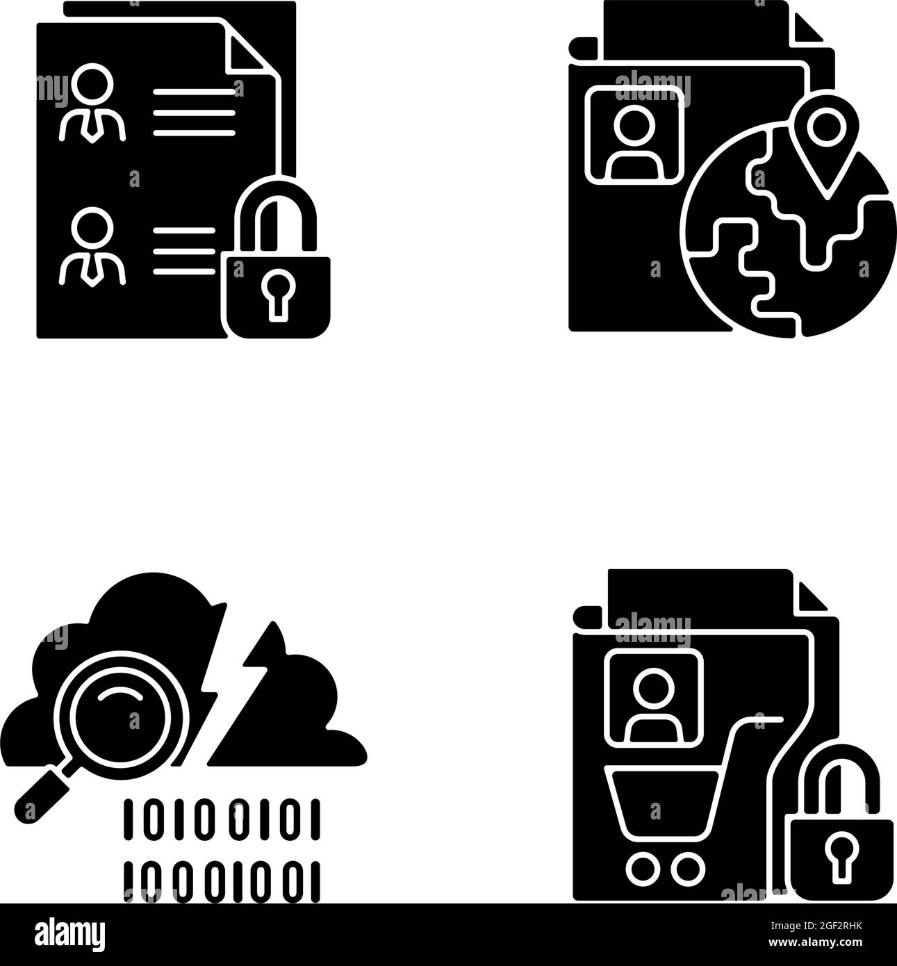 Maintain information security black glyph icons set on white space Stock Vector Image & Art - Alamy
