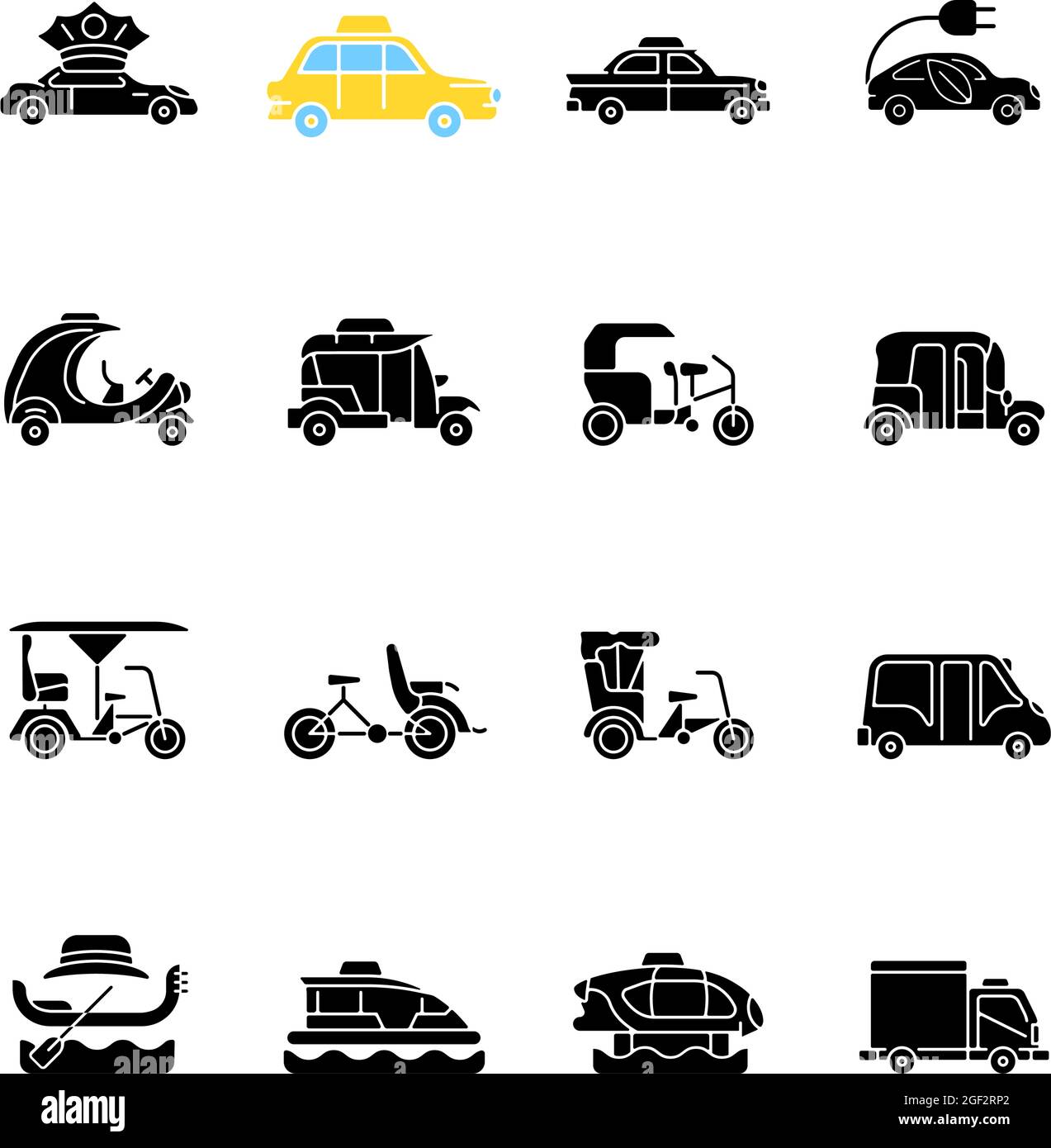 Taxi types black glyph icons set on white space Stock Vector Image ...