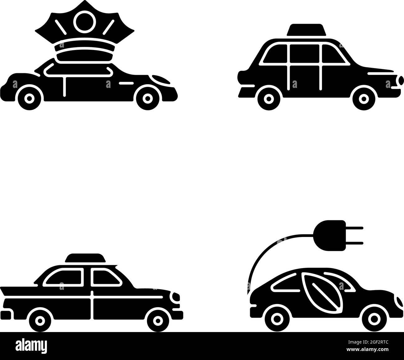 Taxi booking black glyph icons set on white space Stock Vector Image ...