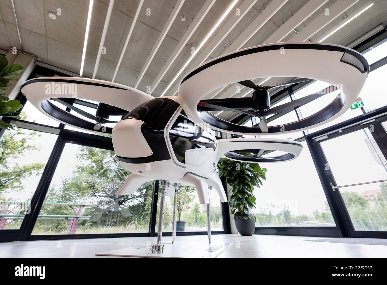 23 August 2021, Bavaria, Munich: A model of the "CityAirbus", the ...