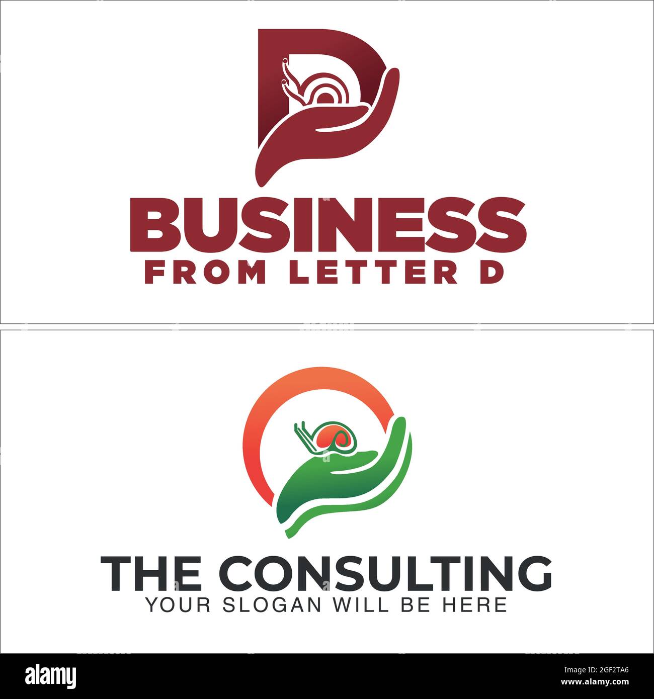 Hand snail letter D combination logo design business Stock Vector Image ...