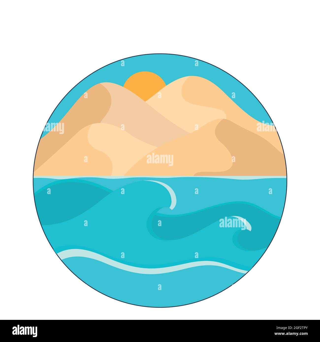 Vector round label of abstract contemporary landscape of a background ...