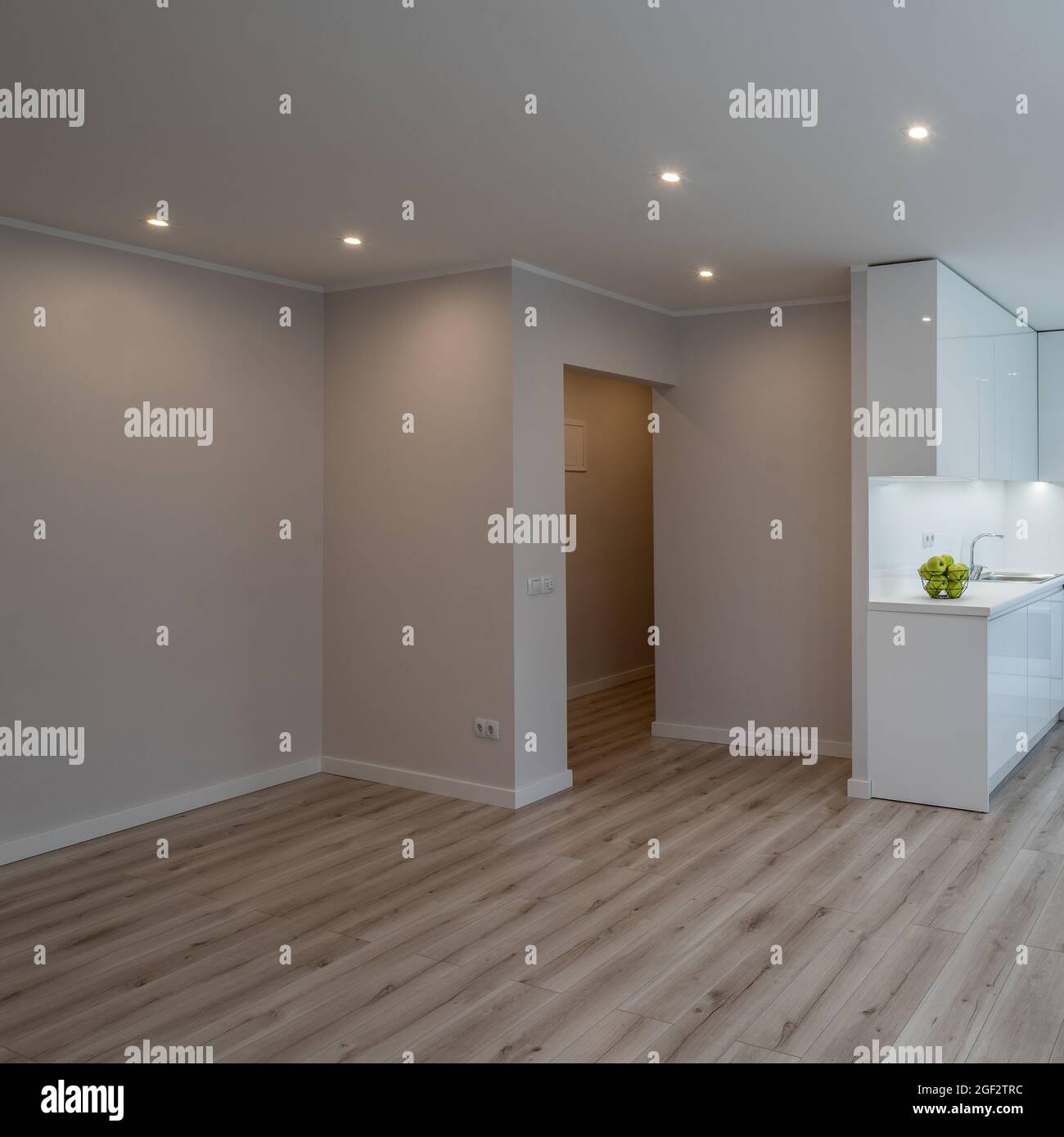 Modern interior of luxury studio apartment after renovation. White ...