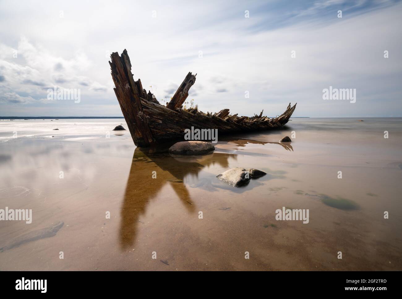 Loksa, Estonia - 8 August, 2021: long exposure view of the Raketa ...