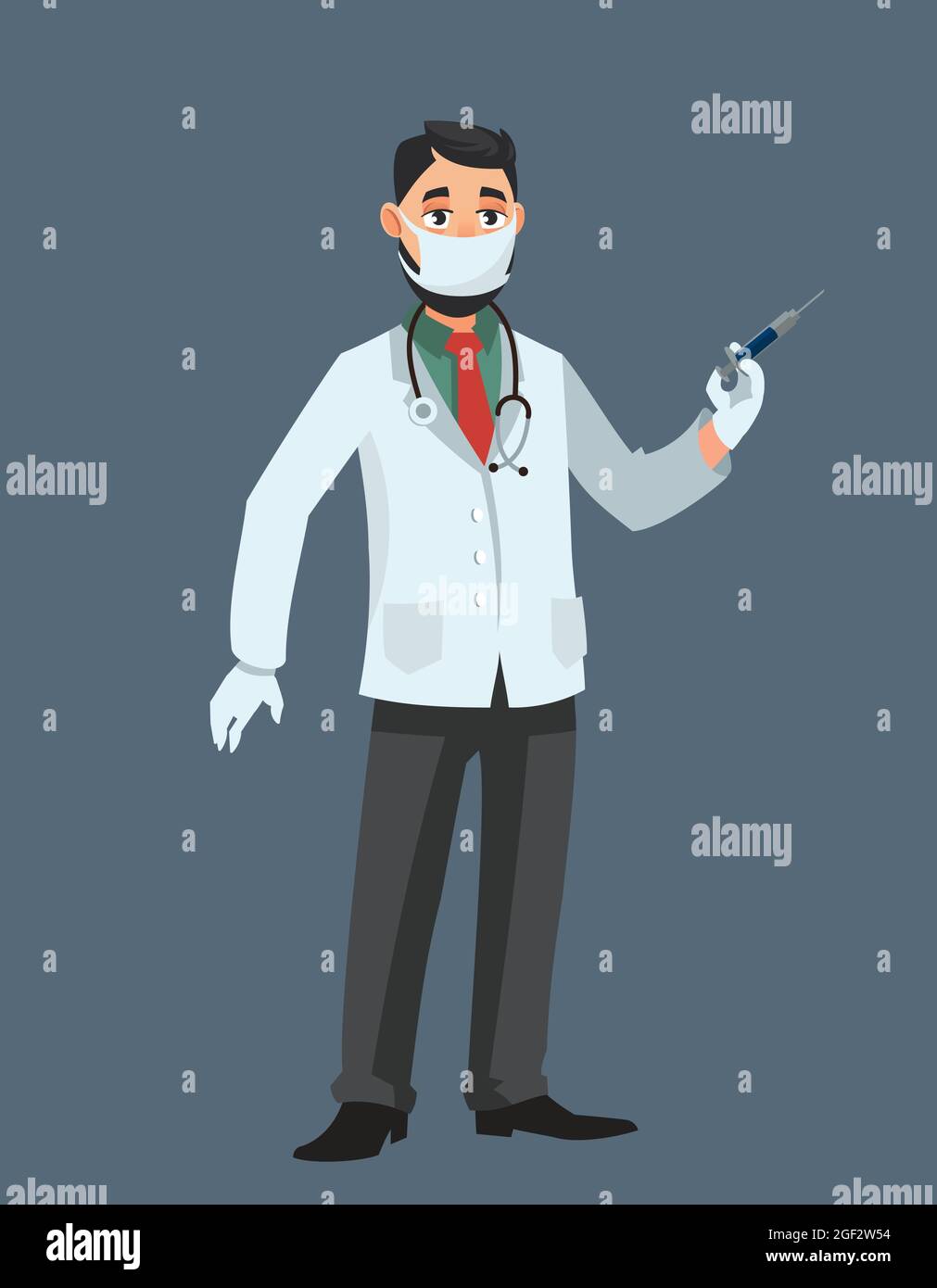Doctor holding syringe. Man in cartoon style Stock Vector Image & Art ...