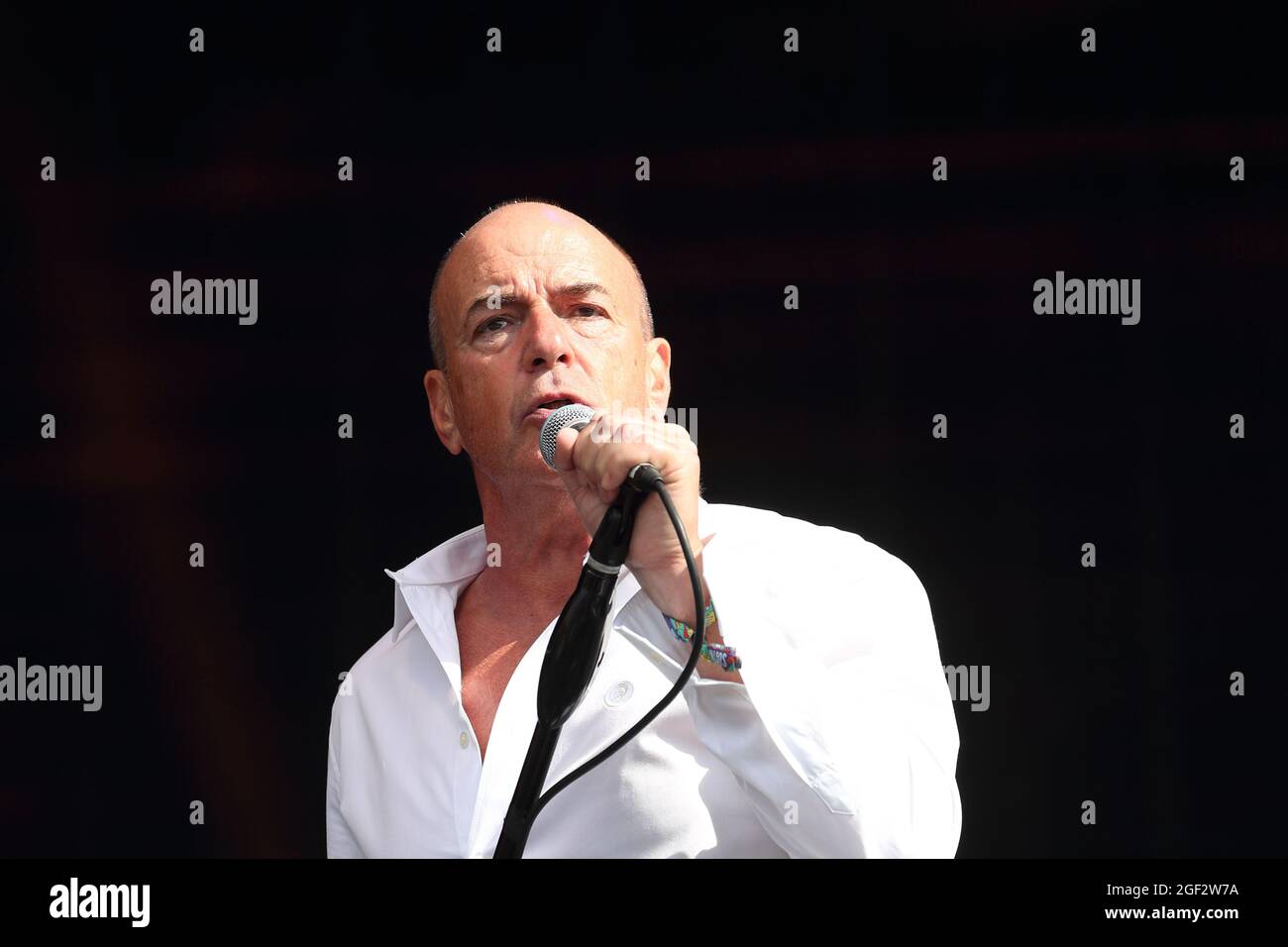 Peter Cox of Go West performed live on stage at the Rewind South 80s ...