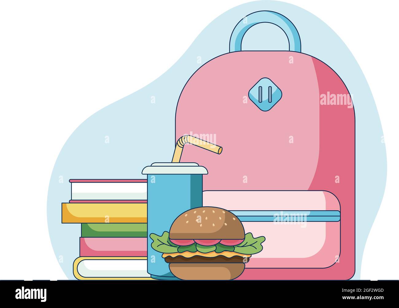 Backpack school lunchbox on Stock Vector Images - Alamy