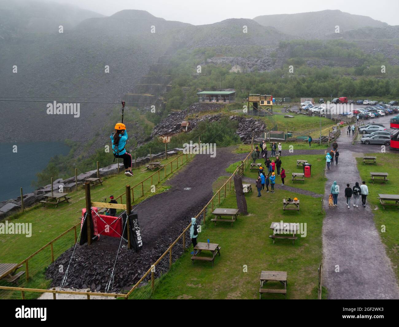 Girl going down the Quarry Flyer at Zip World Adventure Bethesda ...