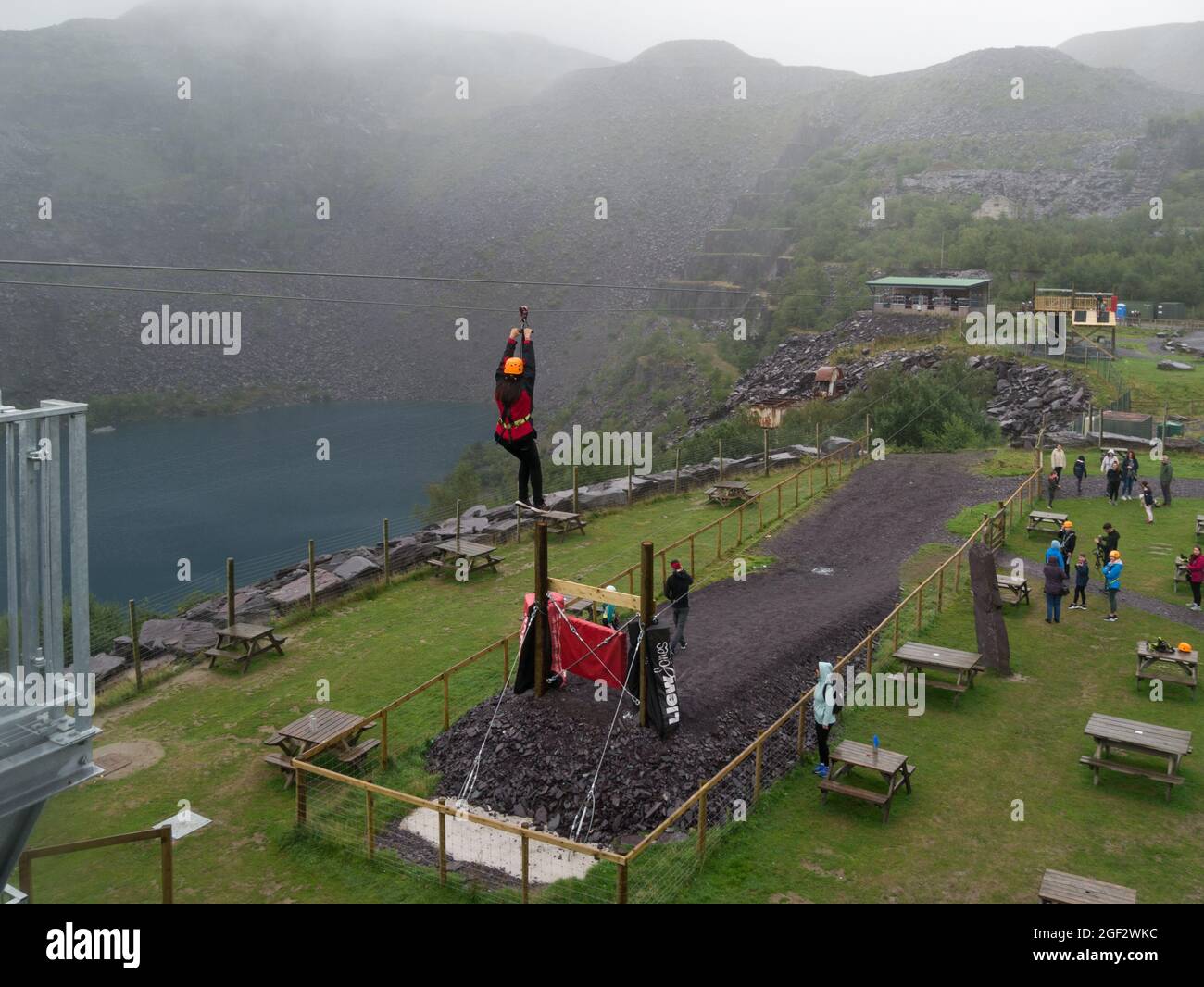 Girl going down the Quarry Flyer at Zip World Adventure Bethesda ...