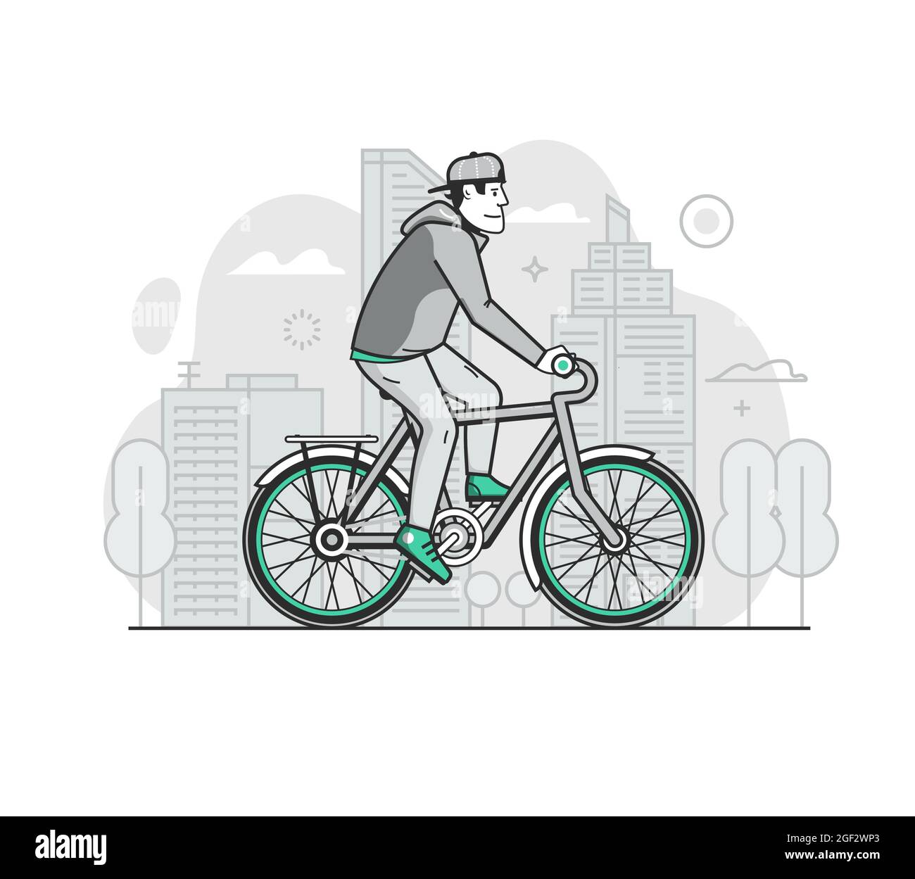 Man bike city Stock Vector Images - Alamy