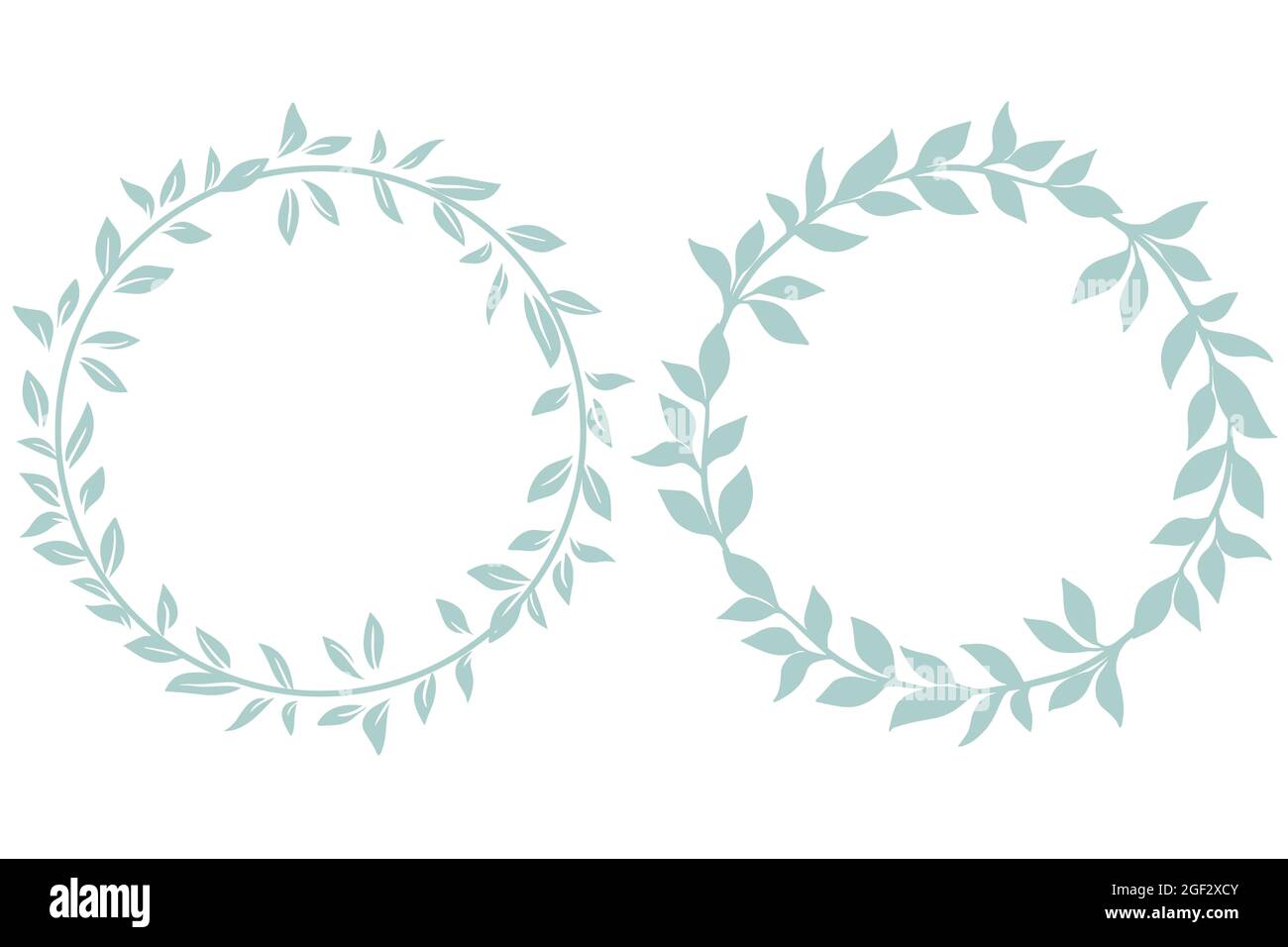 Hand drawn leafy decorative botanical frames set. Round wreaths from ...