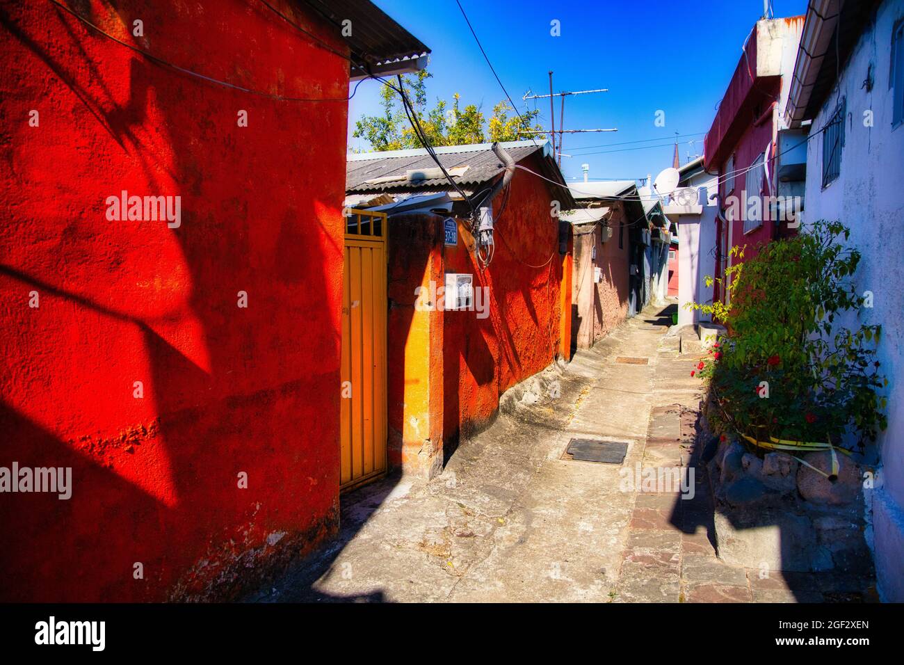 Alley of old colorful buildings on a sunny day in Daegu, South Ko Stock ...