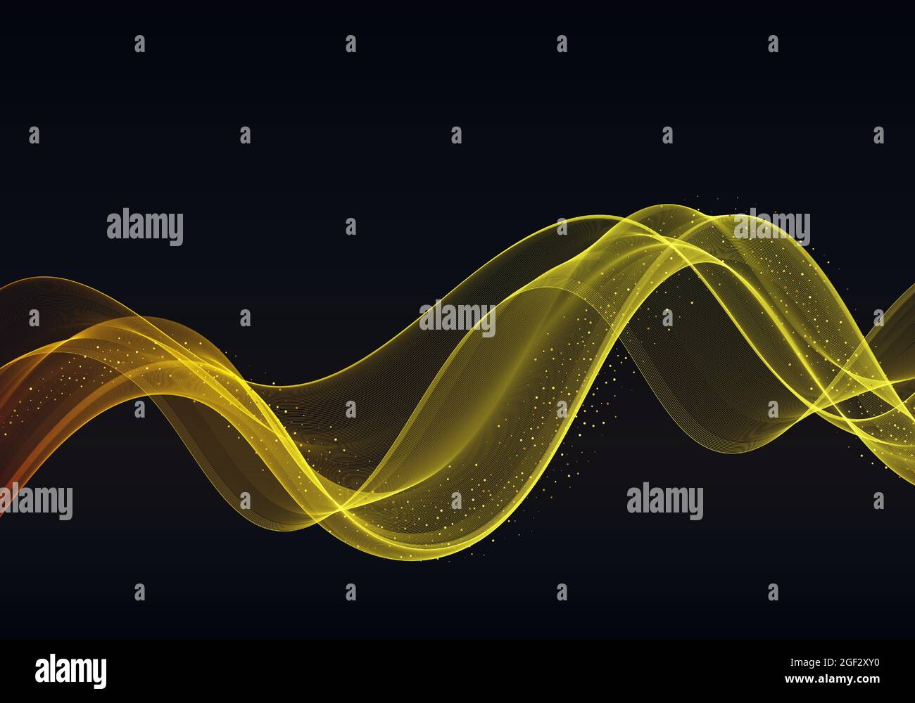 Abstract smooth shiny color golden wave design element,black background ...