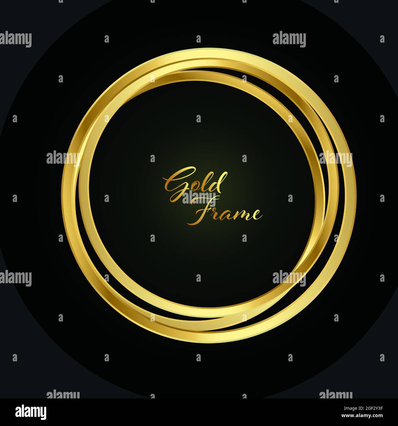 Golden round frame on a black background. vector illustration Stock ...
