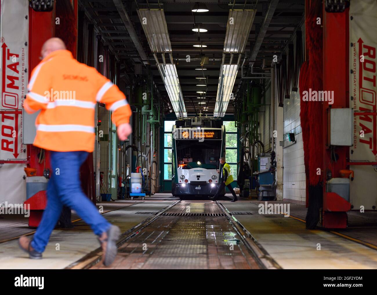 Potsdam, Germany. 23rd Aug, 2021. An autonomous moving tram enters the ...