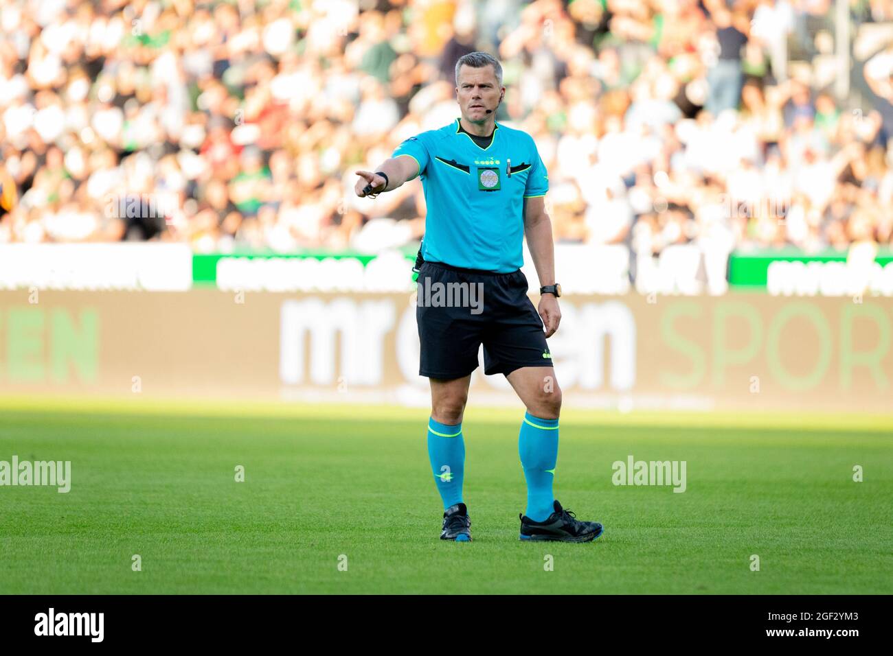 Viborg, Denmark. 22nd Aug, 2021. Referee Michael Tykgaard seen in ...