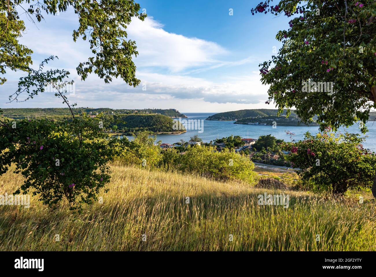 Coastline and coastal feature in bay of water, Santiago de Cuba, Cuba ...