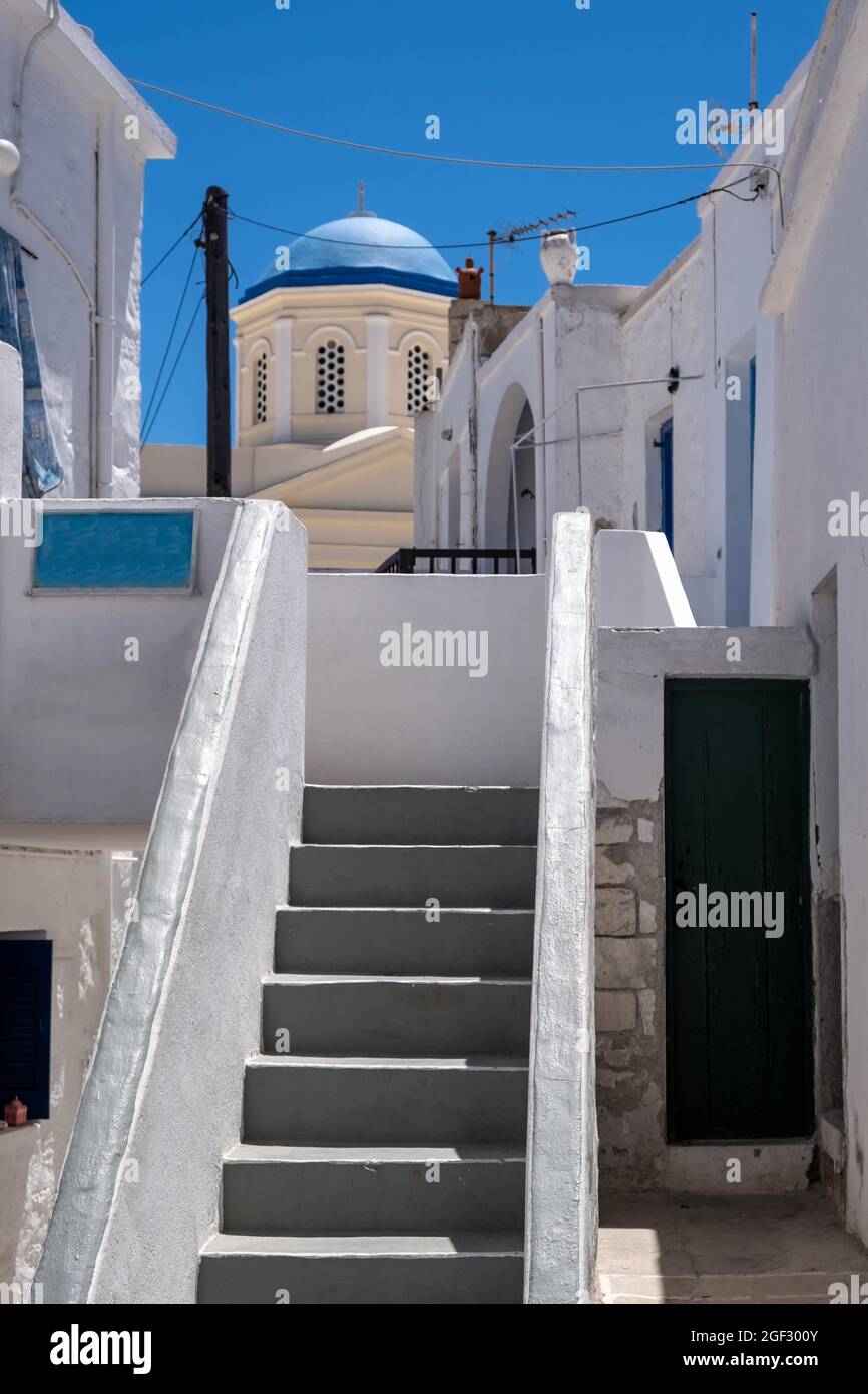 Cyclades architecture concept. Traditional whitewashed buildings with ...
