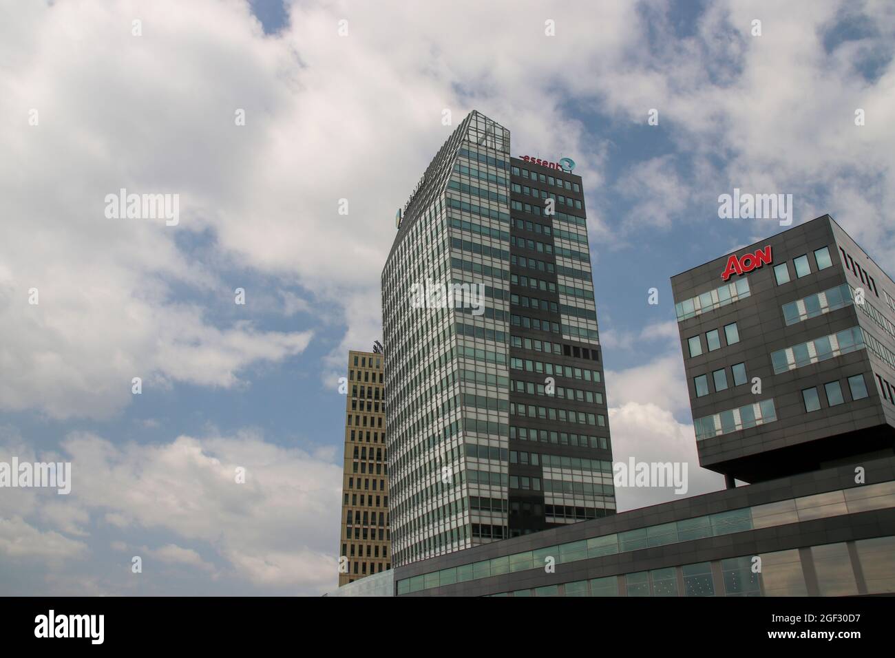 High office towers of Aon, Essent and ABN Amro along motorway A28 in ...