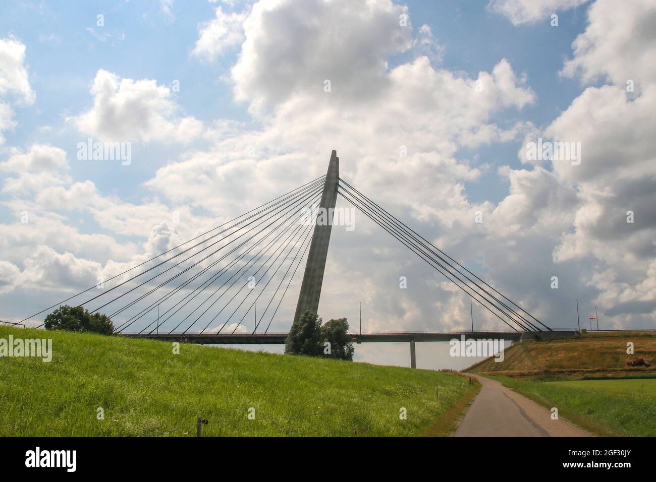 Suspension steel brug named Eilandbrug at Highway N50 at Kampen in the ...