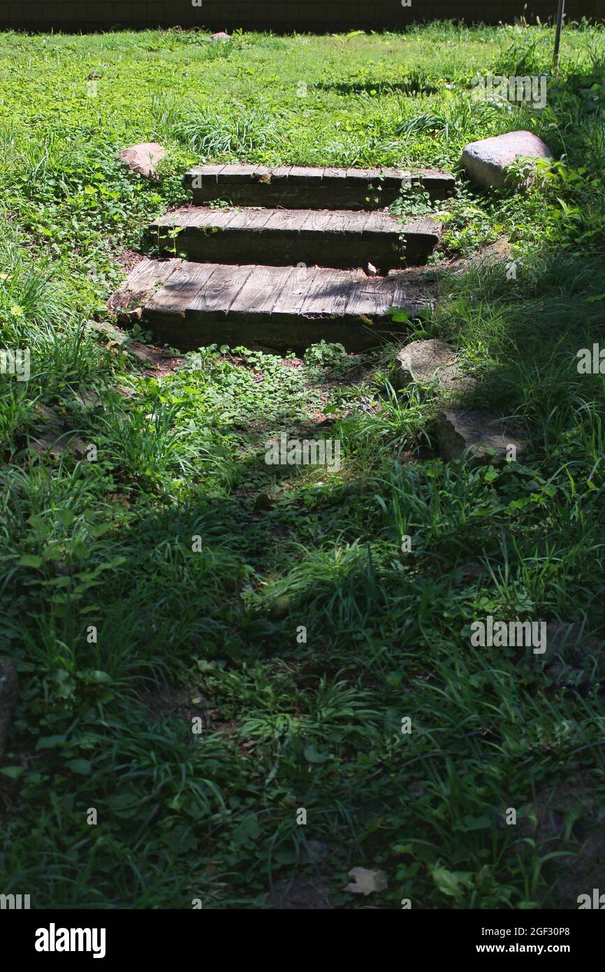 Three simple steps on a bright sunny summer day Stock Photo - Alamy