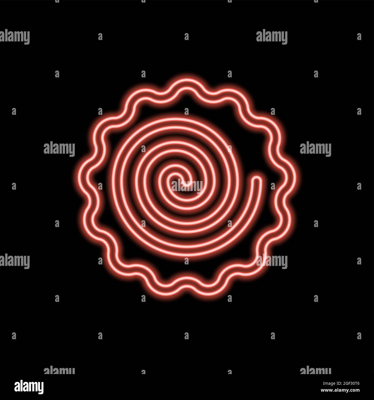 Narutomaki or kamaboko surimi vector outline icon neon color in black ...